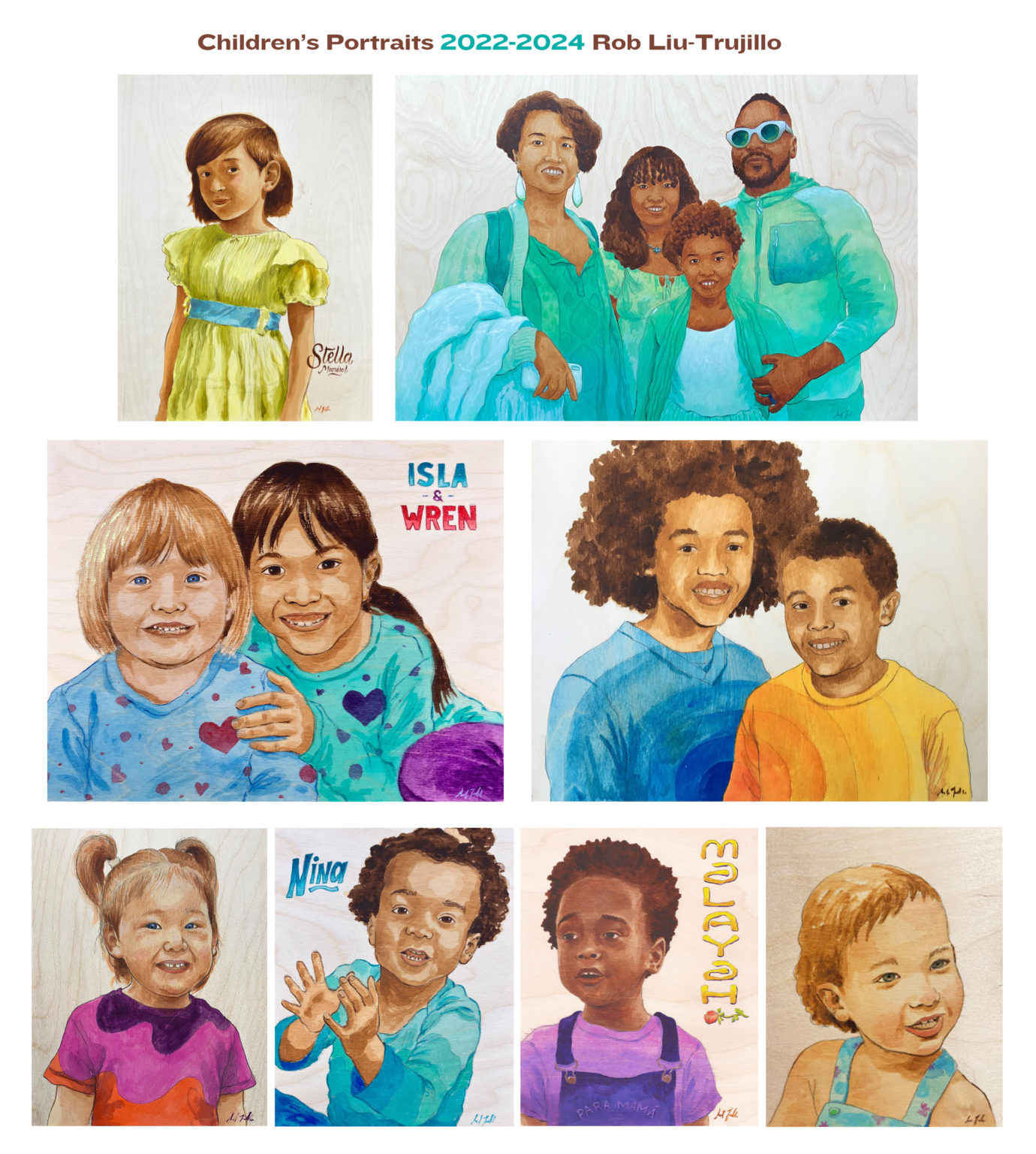 Children’s Portrait collage 2022-2024 – Art of Rob